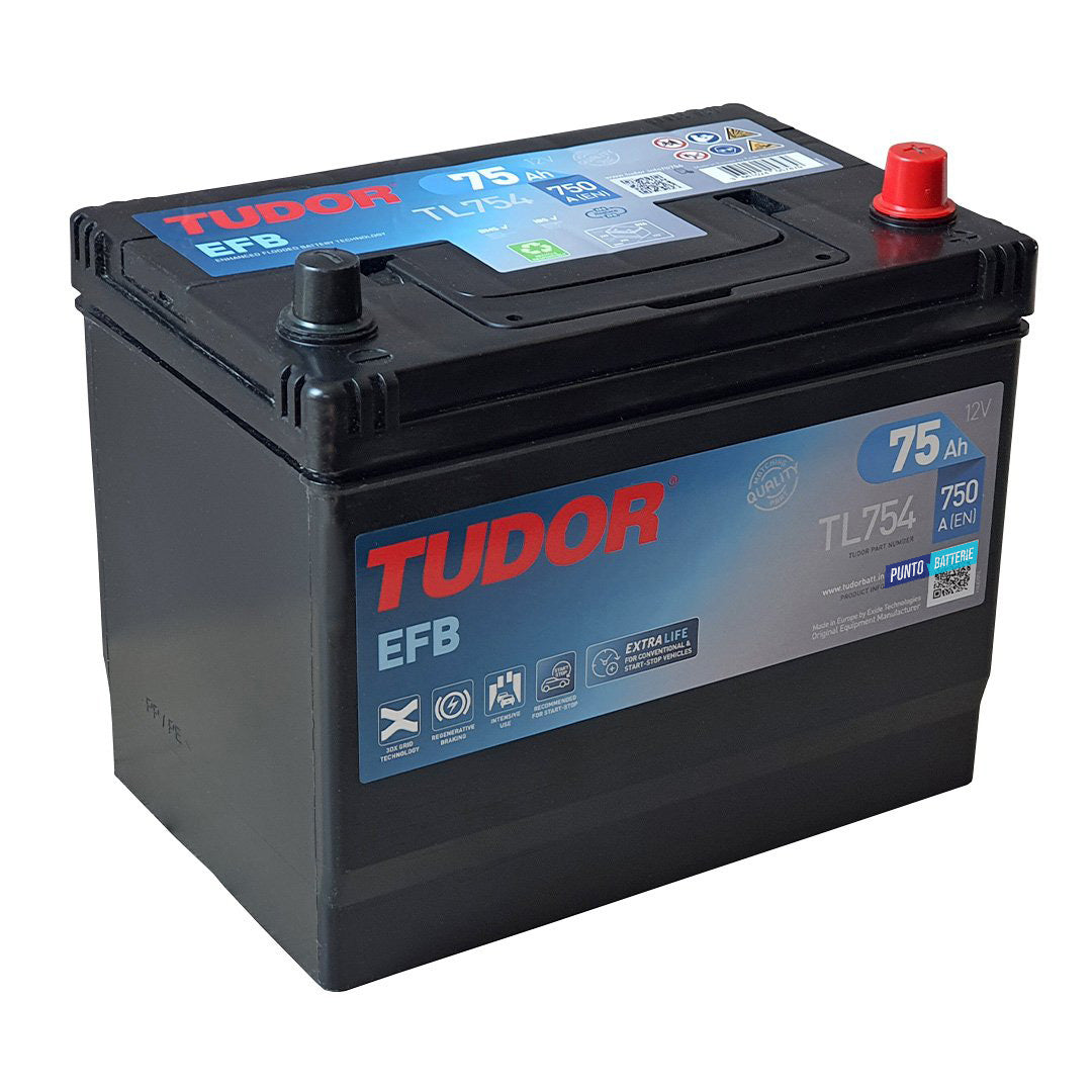 Batteria Tudor TL754 - EFB (12V, 75Ah, 750A) - Puntobatterie