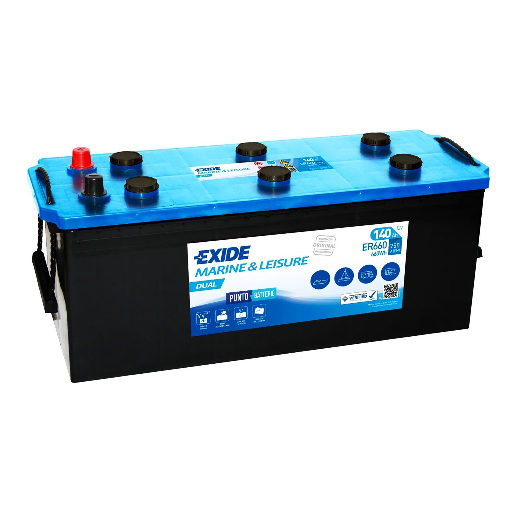 Batteria Exide ER660 - Dual (12V, 140Ah, 660Wh, 750A) - Puntobatterie