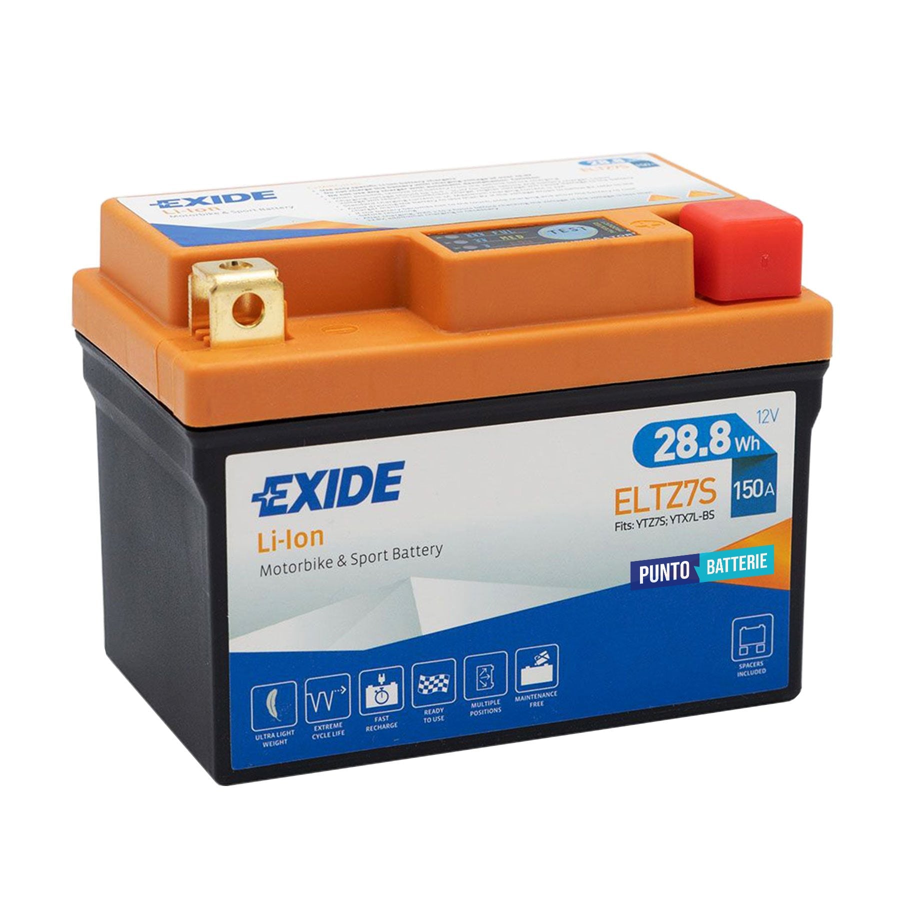 Batteria Exide ELTZ7S - LI-ION (12V, 2.4Ah, 28.8Wh, 150A) - Puntobatterie