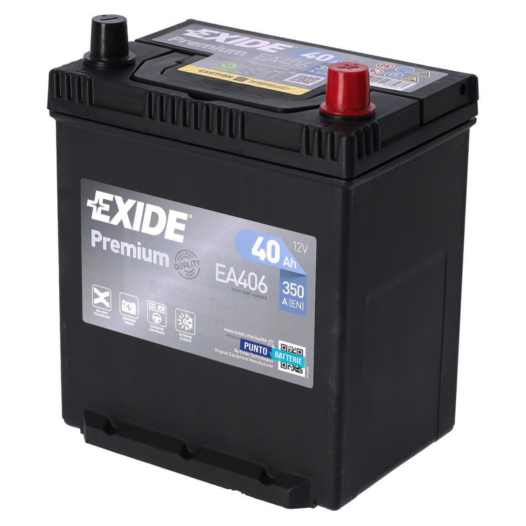 Batteria Exide EA406 - Premium (12V, 40Ah, 350A) - Puntobatterie