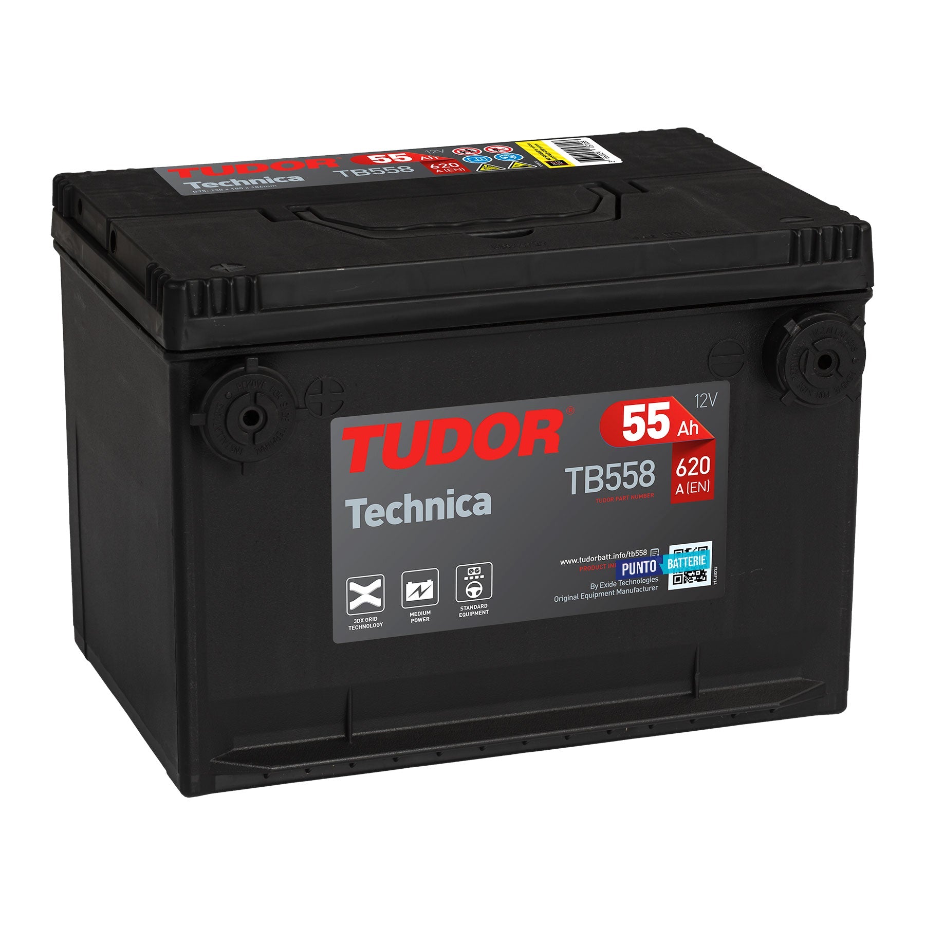 Batteria Tudor TB558 - Technica (12V, 55Ah, 620A) - Puntobatterie