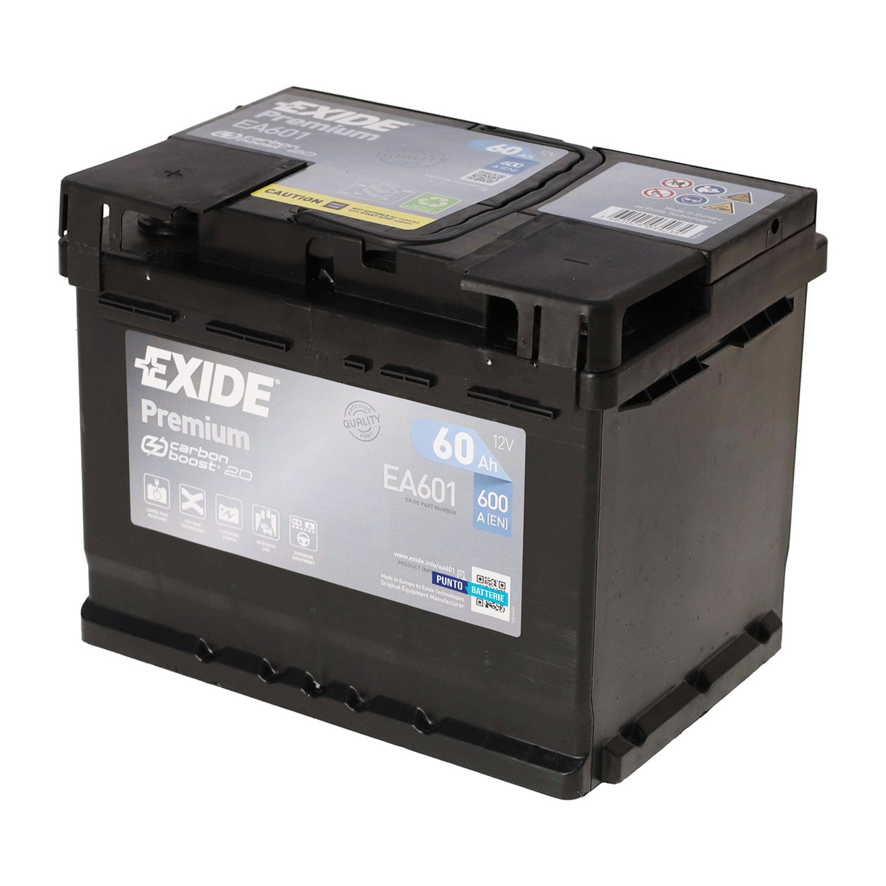 Batteria Exide EA601 - Premium (12V, 60Ah, 600A) - Puntobatterie