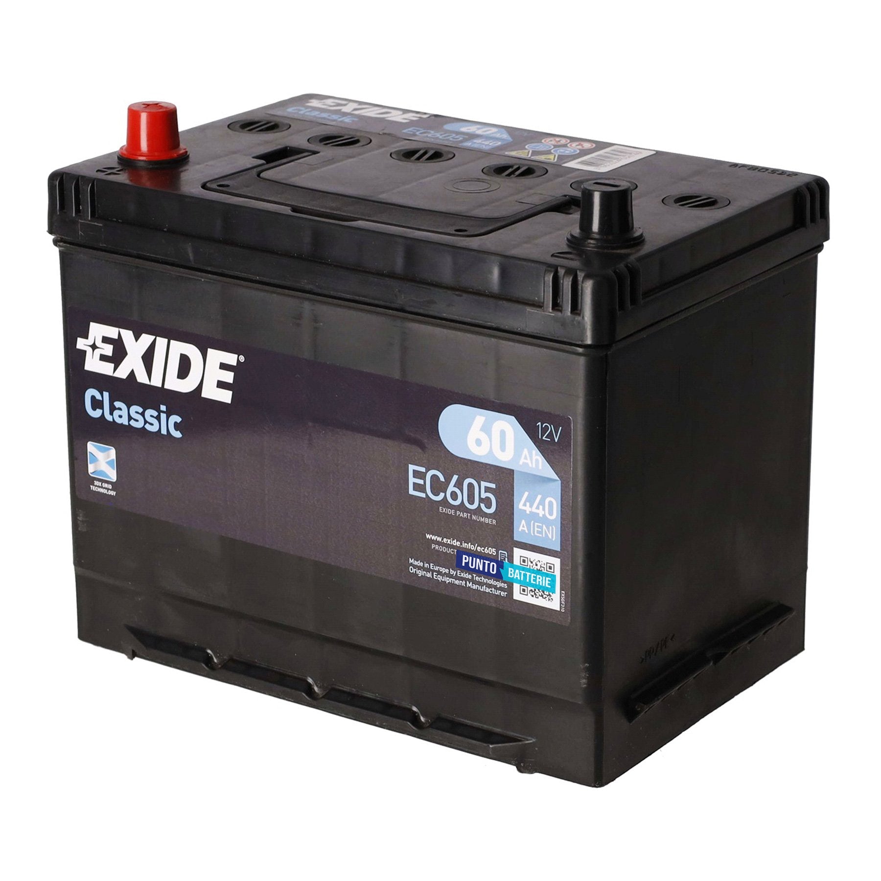 Batteria Exide EC605 - Classic (12V, 60Ah, 440A) - Puntobatterie