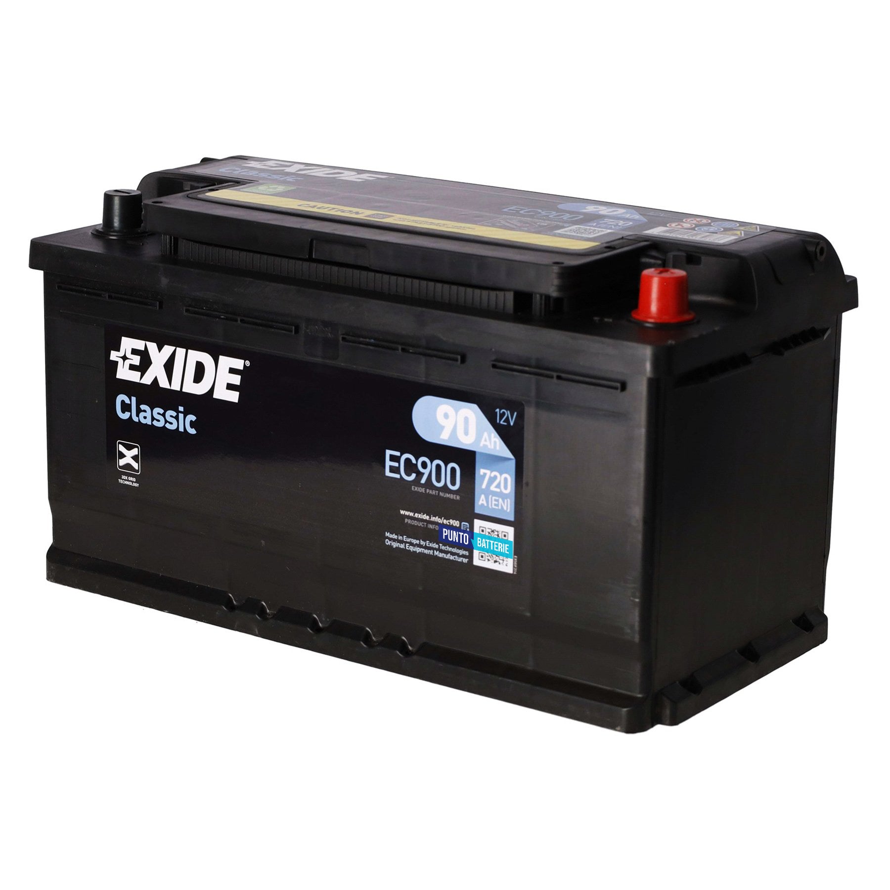Batteria Exide EC900 - Classic (12V, 90Ah, 720A) - Puntobatterie